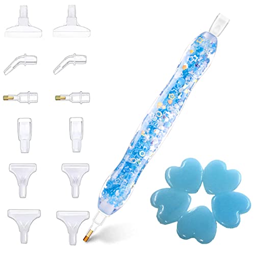 Glow in The Dark Diamond Painting Drill Art Tool Pen and Accessories, Resin Luminous 5D Rhinestone Picker Stick Tool Diamond Painting Accessories Pens for Nail Art Embroidery Decoration Glow Blue