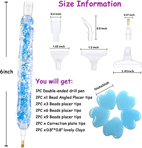 Glow in The Dark Diamond Painting Drill Art Tool Pen and Accessories, Resin Luminous 5D Rhinestone Picker Stick Tool Diamond Painting Accessories Pens for Nail Art Embroidery Decoration Glow Blue