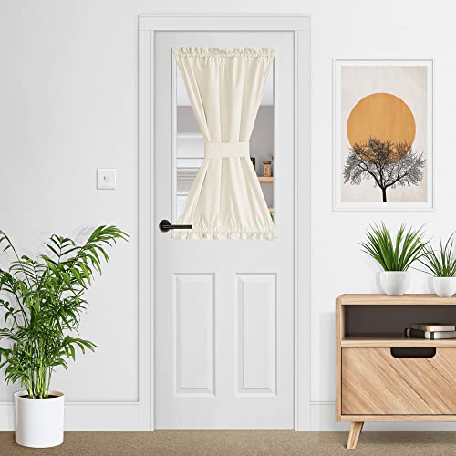 NICETOWN Ivory White Velvet Short Curtain 40 inches - Elegant French Door Curtain for Kitchen Window Light Blocking Luxury Curtain Panel for Nursery/Kids Bedroom Decor, W25 x L40, 1 Panel