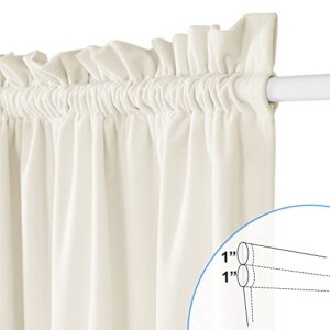 NICETOWN Ivory White Velvet Short Curtain 40 inches - Elegant French Door Curtain for Kitchen Window Light Blocking Luxury Curtain Panel for Nursery/Kids Bedroom Decor, W25 x L40, 1 Panel