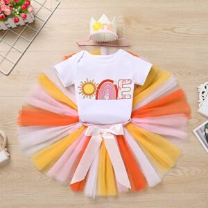 IBTOM CASTLE Boho Sun First Trip Around The Sun Birthday Decorations You are My Sunshine 1st Birthday Outfits for Toddler Infant Newborn Pageant Flower Floral Dance Dress Gift Baptism Sun - one 1T