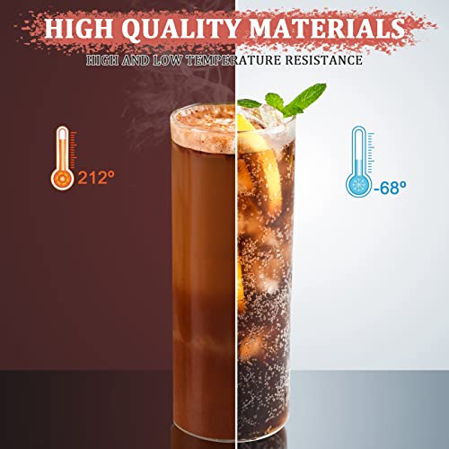 Glass Cups with Lids and Straws, 18oz Borosilicate Glass Tumbler with Straws and Bamboo Lids Reusable Clear Iced Coffee Cups for Coffee Milk Tea Juice DIY Drinks Coffee Bar Accessories- 2 Pack