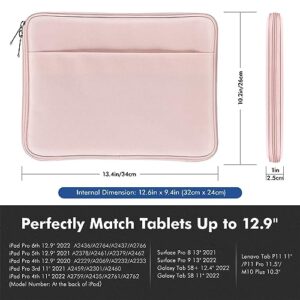 MoKo 12.9 Inch Tablet Sleeve Bag, Protective Bag with Two Compartments Fits iPad Pro 12.9 M2 2022/2021/2020/2018,Surface Laptop Go 12.4",Galaxy Tab S8+ 12.4", Pink