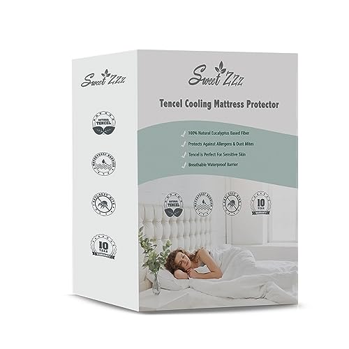 Sweet Zzz 100% Waterproof Natural Tencel Mattress Protector Durable 15” Deep Pockets Machine Washable Hotel Bedding Cal-King (72"x84"x15")