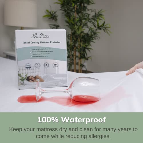 Sweet Zzz 100% Waterproof Natural Tencel Mattress Protector Durable 15” Deep Pockets Machine Washable Hotel Bedding Cal-King (72"x84"x15")