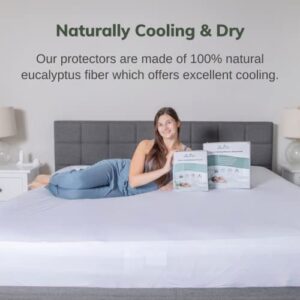 Sweet Zzz 100% Waterproof Natural Tencel Mattress Protector Durable 15” Deep Pockets Machine Washable Hotel Bedding Cal-King (72"x84"x15")