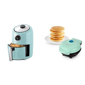 dash compact air fryer 1.2 l electric oven cooker - aqua & mini maker electric round griddle - aqua,4 inch