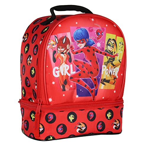 INTIMO Miraculous: Tales of Ladybug & Cat Noir Girl Power Dual Compartment Lunch Box Bag