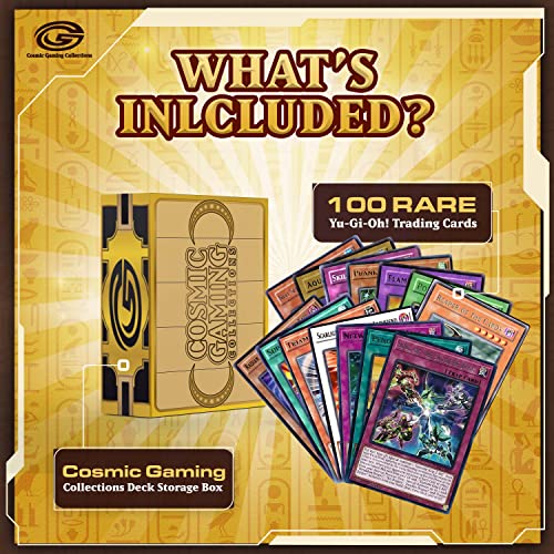 100x Yugioh Rare Cards Duelist Collection | Fun & Powerful Cards | All Rares! | Guaranteed Authentic | Includes Cosmic Gaming Collections Deck Storage Box