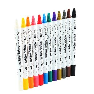 TRANSON 12 Color Dual-tip Acrylic Paint Pen Set for Canvas Rock Wood Leather Ceramic DIY Painting