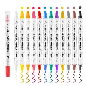 transon 12 color dual-tip acrylic paint pen set for canvas rock wood leather ceramic diy painting