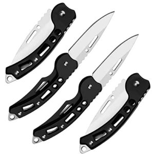 wwzj 2 pack pocket folding knife (black) with deep carry pocket clip for camping hiking hunting, outdoor survival pocket knife