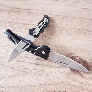 WWZJ 2 Pack Pocket Folding Knife (Black) with Deep Carry Pocket Clip for Camping Hiking Hunting, Outdoor Survival Pocket Knife