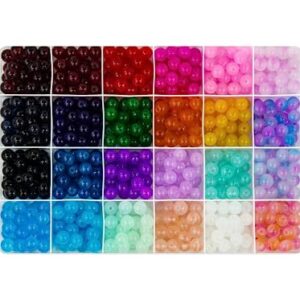 Glass Beads 8mm, 650Pcs 24 Colors Handcrafted Round Gemstone Glass Crystal Bead Kit Imitative Agate Jade Loose Spacers Beads for DIY Crafts Jewelry Making Earring Necklaces (8mm-24colors)