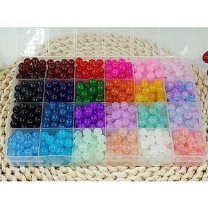 Glass Beads 8mm, 650Pcs 24 Colors Handcrafted Round Gemstone Glass Crystal Bead Kit Imitative Agate Jade Loose Spacers Beads for DIY Crafts Jewelry Making Earring Necklaces (8mm-24colors)