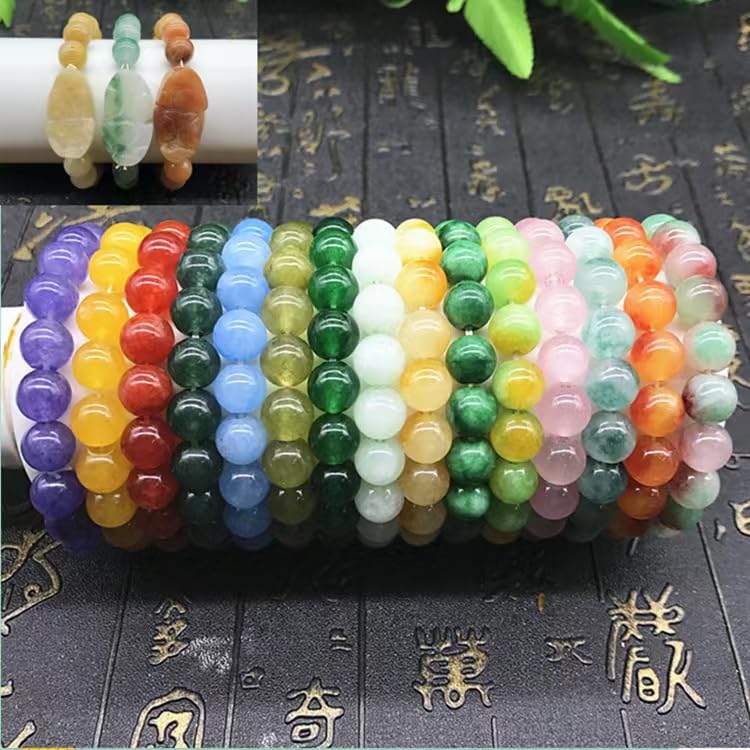 Glass Beads 8mm, 650Pcs 24 Colors Handcrafted Round Gemstone Glass Crystal Bead Kit Imitative Agate Jade Loose Spacers Beads for DIY Crafts Jewelry Making Earring Necklaces (8mm-24colors)