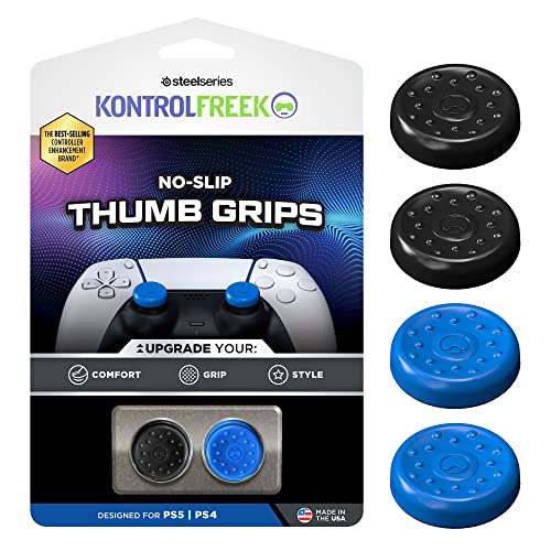 KontrolFreek No-Slip Thumb Grips for Playstation 5 (PS5) and Playstation 4 (PS4) Controller | 4 Pack | Blue and Black