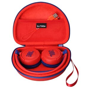 ltgem eva hard case for jbl jr310bt, jr300bt kids wireless on-ear headphones - red