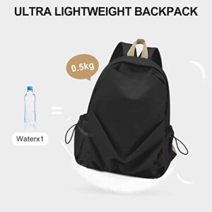 weradar Black School Backpacks For Women Men,Lightweight Casual Daypack Travel Backpacks,Aesthetic Middle School Bag,Bookbag For Teen Girls Boys,Carry On Backpack