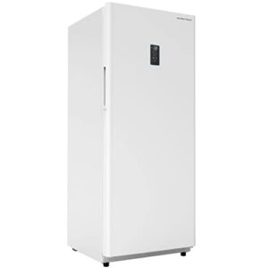 hamilton beach hz4941 14 cu ft upright convertible fridge/freezer-frost free-reversible door-removable glass shelves-led interior light, white