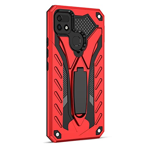 Protective Phone Cover Case Compatible with Infinix Hot 10i/Smart 5 Pro,Military Grade Strong Two Layer PU+TPU Hybrid Full Body Case,Bracket Protective Dustproof Shockproof Cover ( Color : Big Red )