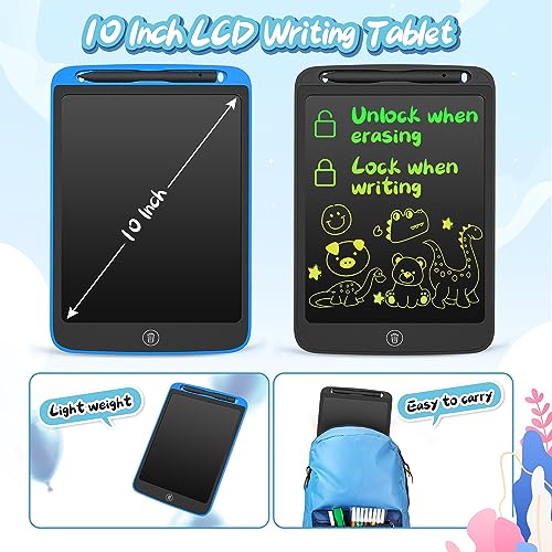 LCD Writing Tablet for Kids 10 inch 2 Packs, Doodle Board, Drawing Tablet for Toddler Girls/Boys Toys Learning Drawing Toy for 3 4 5 6 7 Years Old Kids, Dark Blue and Black