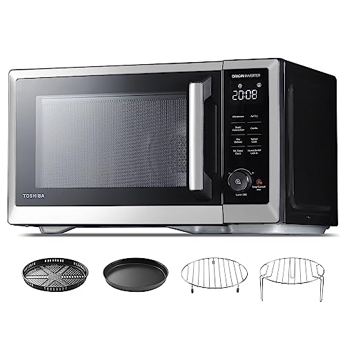 TOSHIBA 7-in-1 Countertop Microwave Oven Air Fryer Combo, Inverter, Convection, Broil, Speedy Combi, Even Defrost, Humidity Sensor, 27 Auto Menu&47 Recipes, 1.0 cu.ft/30QT, 1000W Stainless Steel