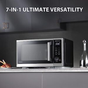 TOSHIBA 7-in-1 Countertop Microwave Oven Air Fryer Combo, Inverter, Convection, Broil, Speedy Combi, Even Defrost, Humidity Sensor, 27 Auto Menu&47 Recipes, 1.0 cu.ft/30QT, 1000W Stainless Steel