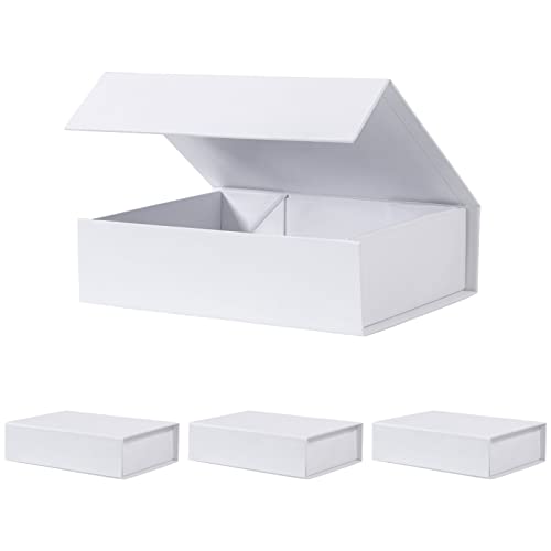 NIGNYA Magnetic Gift Box White, Magnetic Boxes 4 Pack 7x5x2 inches Magnetic Lids Cardboard Gift Boxes Bridesmaid Proposal Box for Presents, Wedding, Birthday, Party