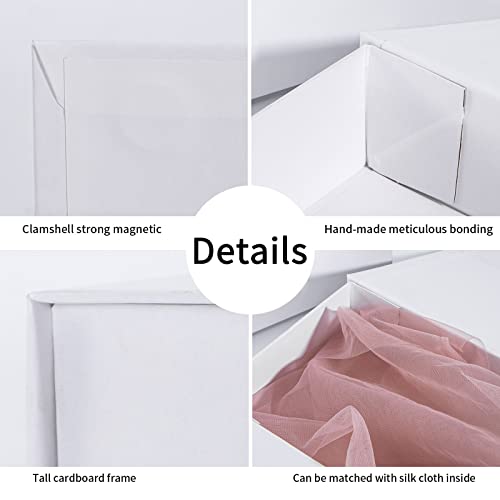 NIGNYA Magnetic Gift Box White, Magnetic Boxes 4 Pack 7x5x2 inches Magnetic Lids Cardboard Gift Boxes Bridesmaid Proposal Box for Presents, Wedding, Birthday, Party