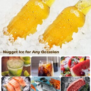 Nugget Ice Maker Countertop, Crushed Chewable Ice Maker, Self Cleaning Ice Makers with One-Click Operation, 34Lbs/24H, Pebble Portable Ice Machine with Ice Scoop for Home Bar Camping RV