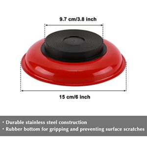 EMENTOL 5PCS 6-Inch Round Magnetic Tray Set, Stainless Steel Magnetic Bowl, for Screws, Nuts, Bolts, Metal Parts