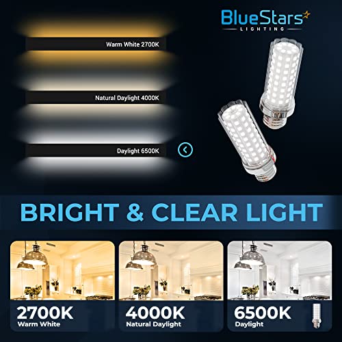 BlueStars [2023 Updated 4 Packs E26/E27 LED Corn Light Bulbs 20W - 150W Equivalent 6500K Cool Daylight White 1600 lumens Non-dimmable for Home Garage Indoor Ceiling Fan and Chandelier