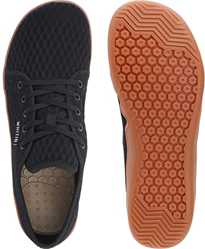 WHITIN Men's Water Shoes Quick Dry Aqua Minimalist Barefoot Sneakers Size 10.5-11 Minimus Beach Swim River Trail Hiking Kayak Fishing Black Gum 44