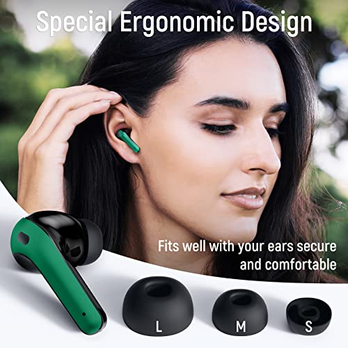 2 Sets Wireless Earbuds Bluetooth Headphones 60H Playtime Ear Buds with LED Power Display Charging Case Earphones in-Ear Earbud with Microphone for Android Cell Phone Gaming PC Laptop Black + Green