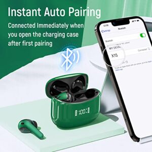 2 Sets Wireless Earbuds Bluetooth Headphones 60H Playtime Ear Buds with LED Power Display Charging Case Earphones in-Ear Earbud with Microphone for Android Cell Phone Gaming PC Laptop Black + Green