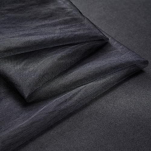 10ft x 10ft Dual Layer Black Tulle Backdrop Curtain Panels with Light, 2 Panels 5 x 10 ft Photo Background Drapes for Wedding Baby Shower Party Engagement Bridal Shower Photography