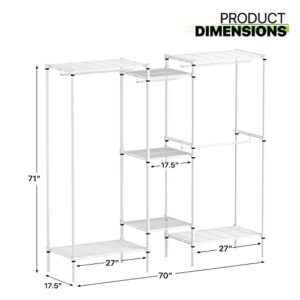 Magshion Clothes Rack Heavy Duty Clothing Rack for Hanging Clothes Adjustable Metal Wire Shelving Portable Closet with 7 Shelves and 4 Hang Rods, Freestanding Closet Wardrobe, 1000lbs, Black