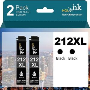 212XL Ink Cartridges Remanufactured Replacement for Epson 212 T212 Ink Cartridges for Workforce WF-2830 WF-2850 Expression Home XP-4100 XP-4105 Printer (2 Black, New Chip)