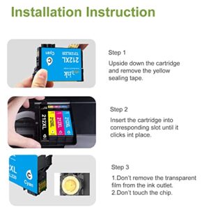 212XL Ink Cartridges Remanufactured Replacement for Epson 212 T212 Ink Cartridges for Workforce WF-2830 WF-2850 Expression Home XP-4100 XP-4105 Printer (2 Black, New Chip)