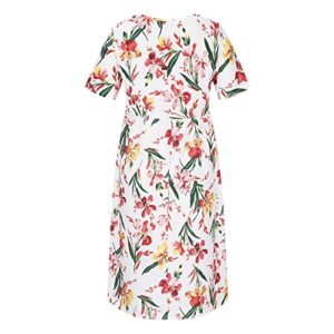 SMIDOW Dresses for Women 2023 Casual Maxi Long Beach Tshirt Sundress Short Sleeve Summer Boho Floral Flowy Dress with Pockets