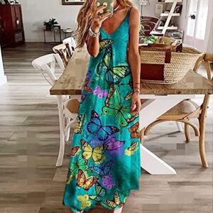 SMIDOW Summer Maxi Dresses for Women 2023 Sexy Beach Flowy Long Dress Boho Floral Sleeveless v Neck Sundress Loose Casual