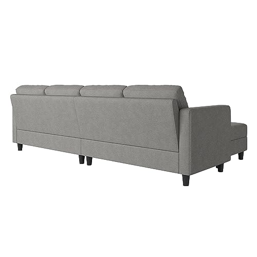 HONBAY U Shaped Sectional Sofa Convertible Couch with Double Chaises 4 Seat Sofa with Ottomans for Living Room, Light Grey