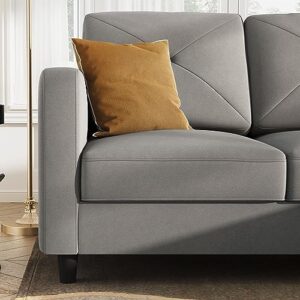 HONBAY U Shaped Sectional Sofa Convertible Couch with Double Chaises 4 Seat Sofa with Ottomans for Living Room, Light Grey