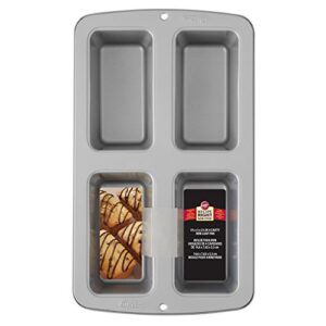 Wilton Perfect Results Premium Non-Stick Bakeware Meatloaf Pan Set, Reduce the Fat and Kick Up the Flavor, 2-Piece Set, 9.25 x 5.25 x 2.75 inch & Recipe Right Non-Stick Mini Loaf Pan, 4-Cavity, Steel