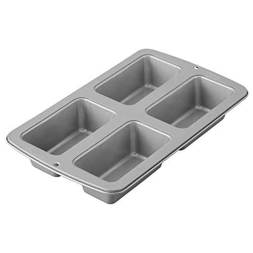 Wilton Perfect Results Premium Non-Stick Bakeware Meatloaf Pan Set, Reduce the Fat and Kick Up the Flavor, 2-Piece Set, 9.25 x 5.25 x 2.75 inch & Recipe Right Non-Stick Mini Loaf Pan, 4-Cavity, Steel