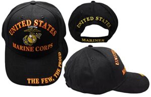 united states marine corps ega the few, the proud black cotton adjustable embroidered baseball cap hat - officially licensed