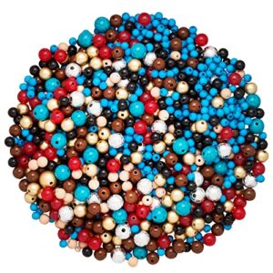 round plastic beads bulk 1300pcs - 1 pound bag of beads in assorted colors, sizes, and styles - loose craft beads for jewelry making and projects