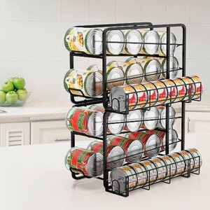 2 Pack Can Rack Organizer Stackable Can Storage Dispenser Pantry Organization Storage Holds Up to 34 Cans for Kitchen Cabinet, Countertop, Refrigerator, Black