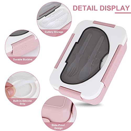 MaMix Bento Lunch Boxes for Kids, Bento Box Adult Lunch Box, 5 Compartment Lunch Box Containers for Kids Adults, Meal Prep Containers Accessories Reusable & Leakproof Pink